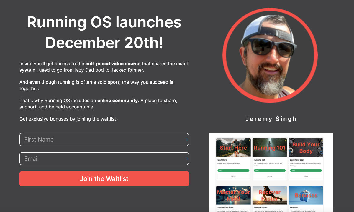 Jacked Runner Waitlist signup